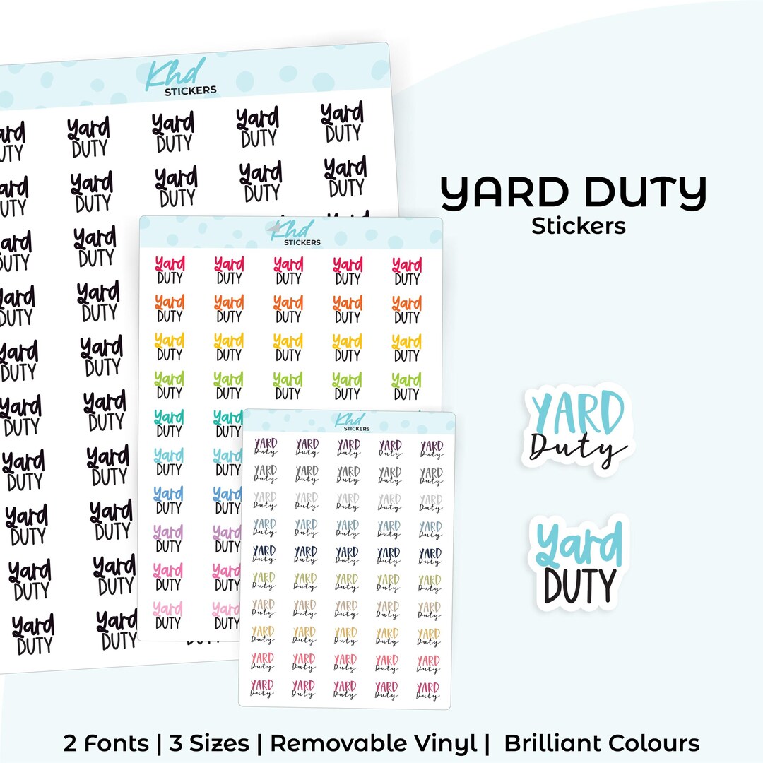 Yard Duty Planner Stickers, 3 Sizes, Removable - Etsy