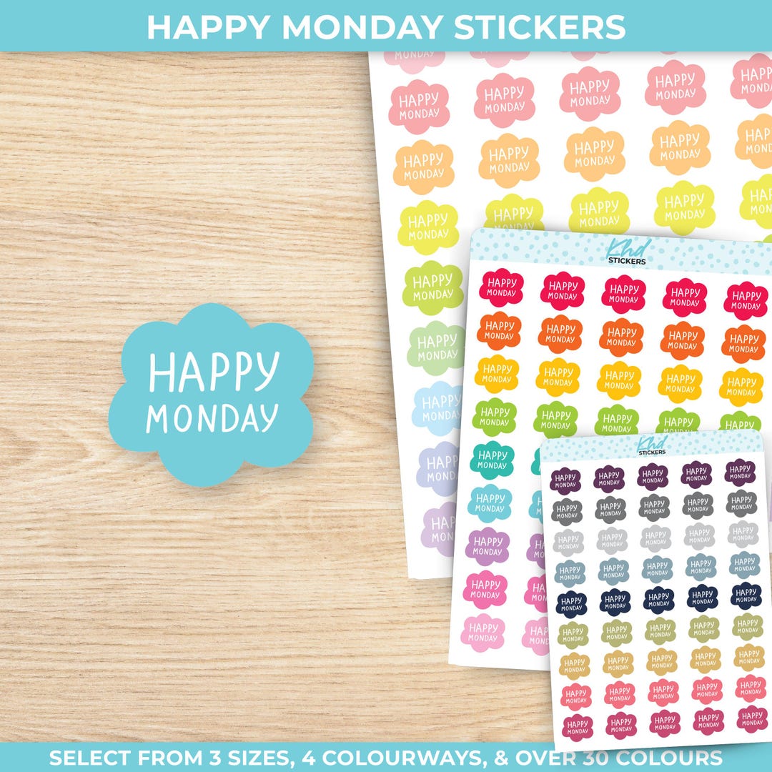 Happy Monday Planner Stickers, Three Sizes Including Tiny, Removable - Etsy