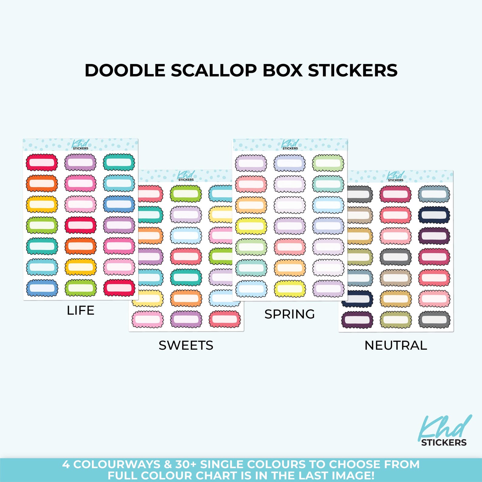 Doodle Scallop Boxes Functional Planner Stickers - Etsy