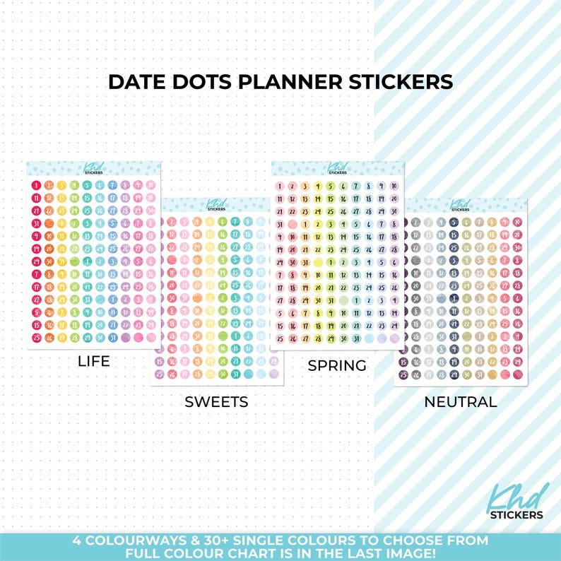 Watercolour Date Dot Stickers – Pastel Planner Dots , Planner Stickers ...