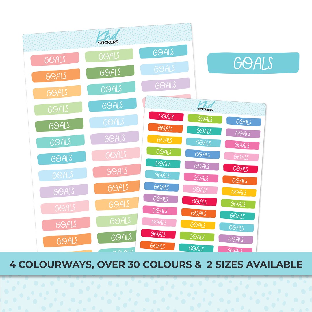 Goals Banner Stickers, Planner Stickers, Two Sizes, Removable - Etsy