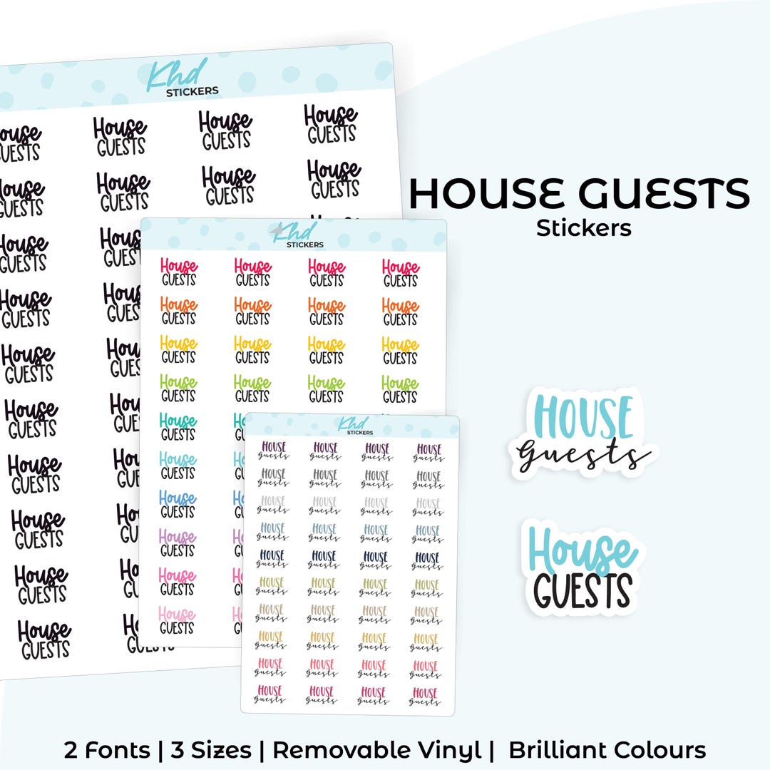 House Guests Planner Stickers, 3 Sizes, Removable - Etsy