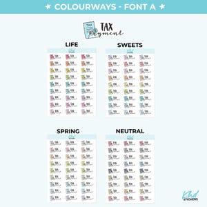 Tax Payment Planner Stickers, Three Sizes Including Tiny, Removable - Etsy