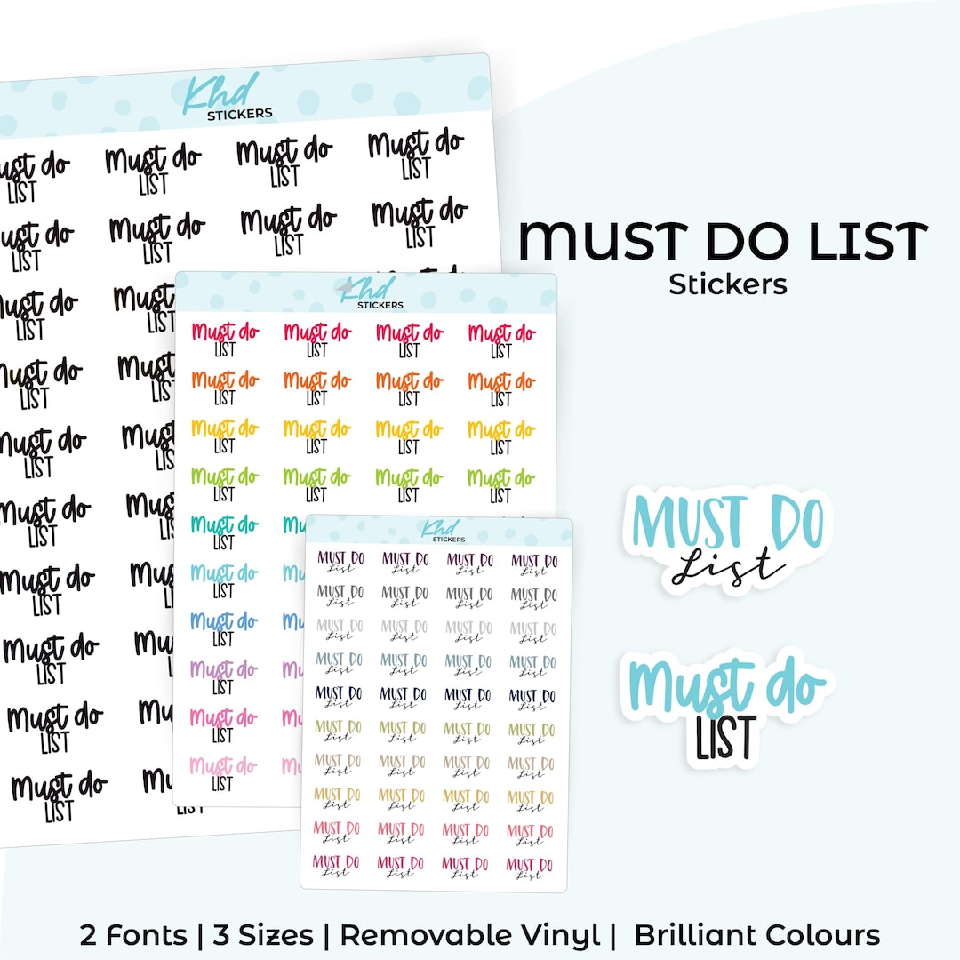 Must Do List Planner Stickers, 3 Sizes, Removable - Etsy