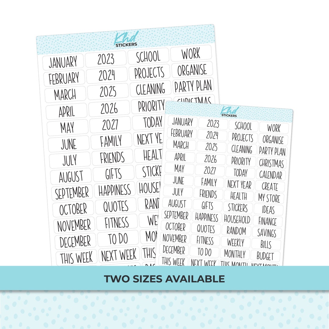 Planner Divider Labels, Two Sizes, Removable - Etsy