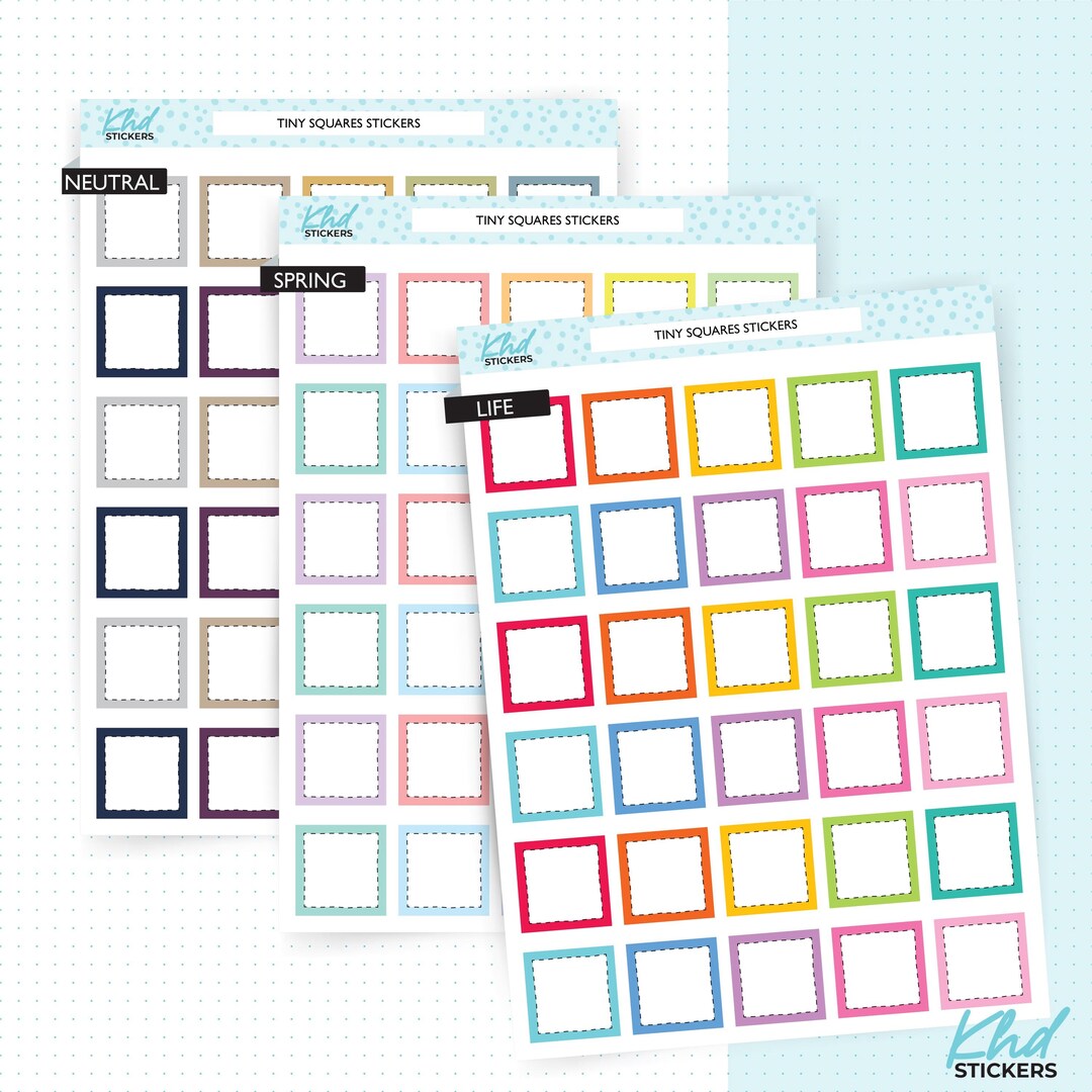 Tiny Squares With Dashed Borders, Boxes Functional Planner Stickers - Etsy