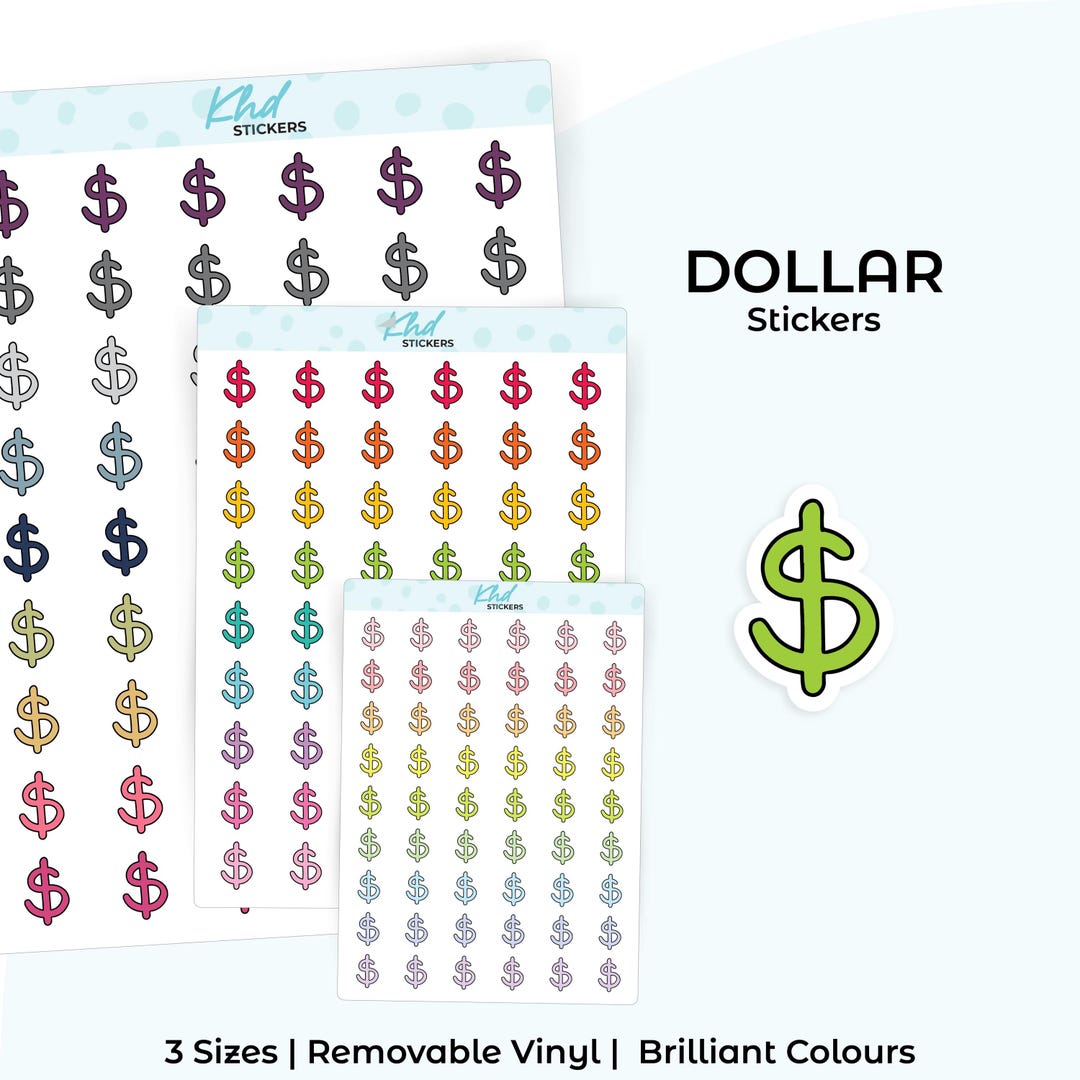 Dollar Icon Planner Stickers: Removable Matte Vinyl, 3 Sizes - Etsy