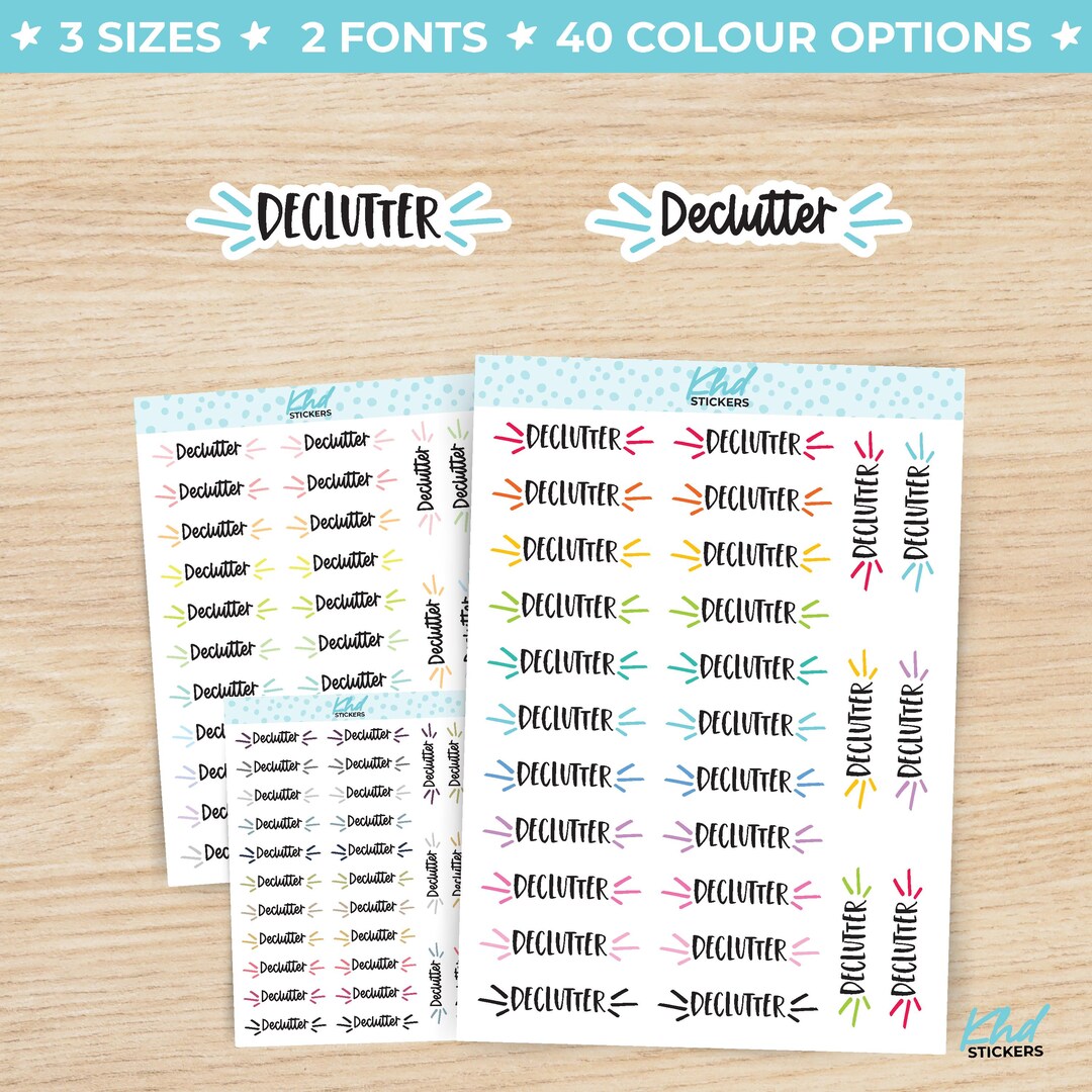 Declutter Planner Stickers, Three Sizes Including Tiny, Removable - Etsy