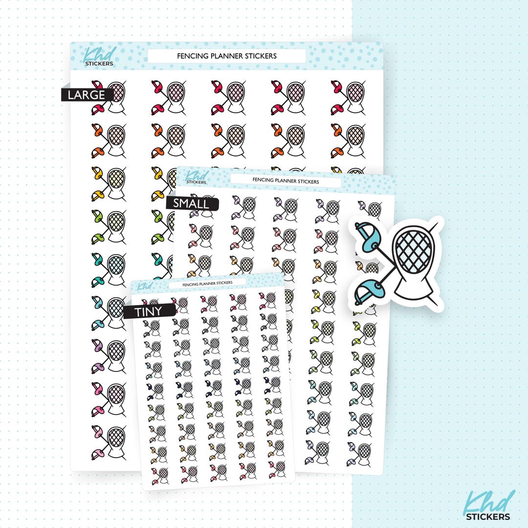 Fencing Planner Stickers, Three Sizes Including Tiny, Removable - Etsy