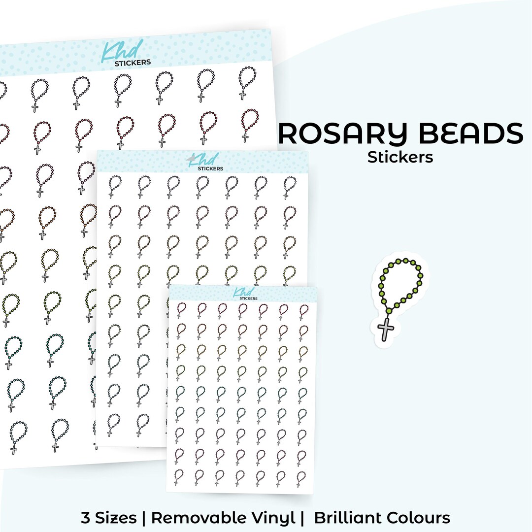 Hand Drawn Rosary Beads Stickers: Faith Planner Decals - Etsy