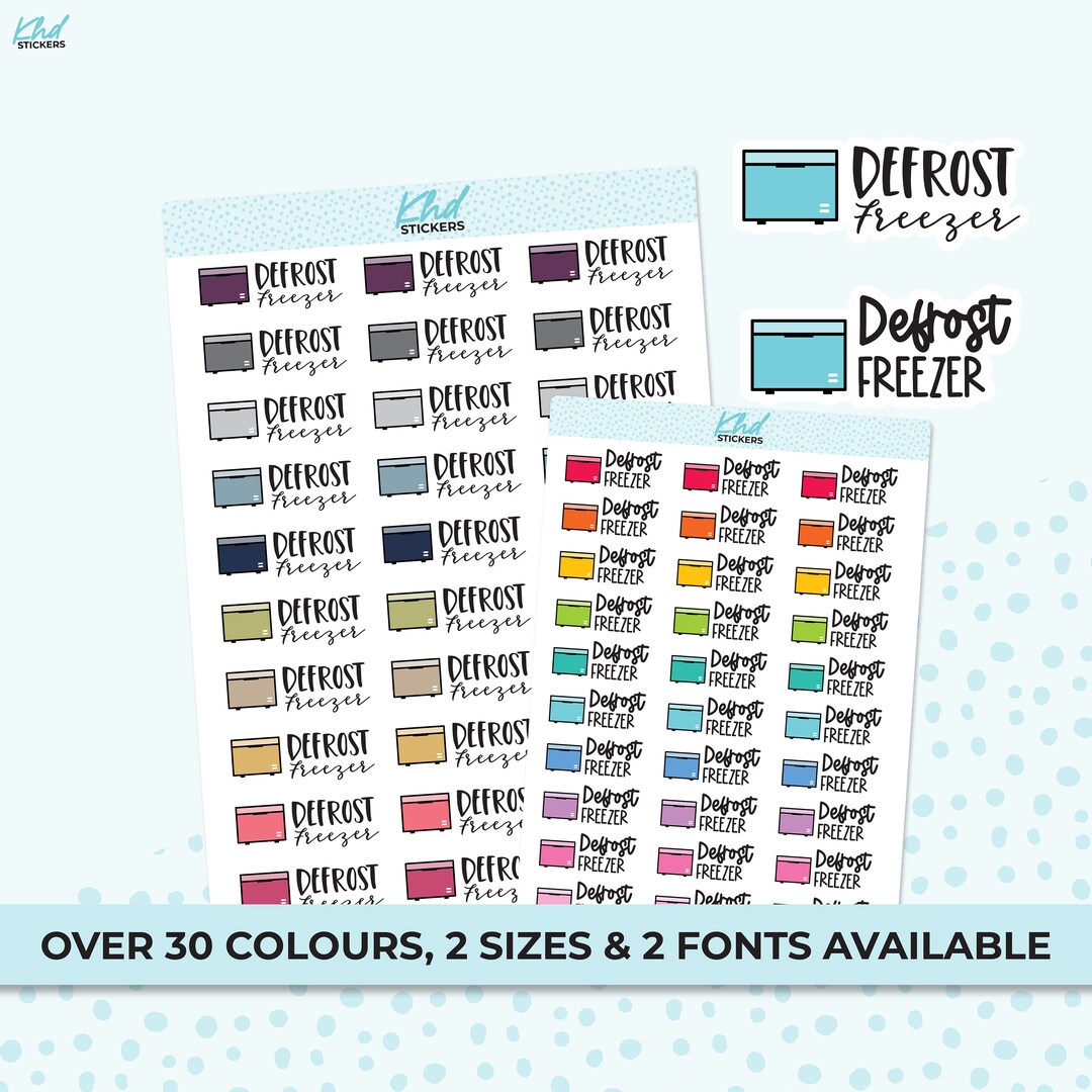 Defrost Freezer Stickers, Planner Stickers, Two Size and Font Options ...