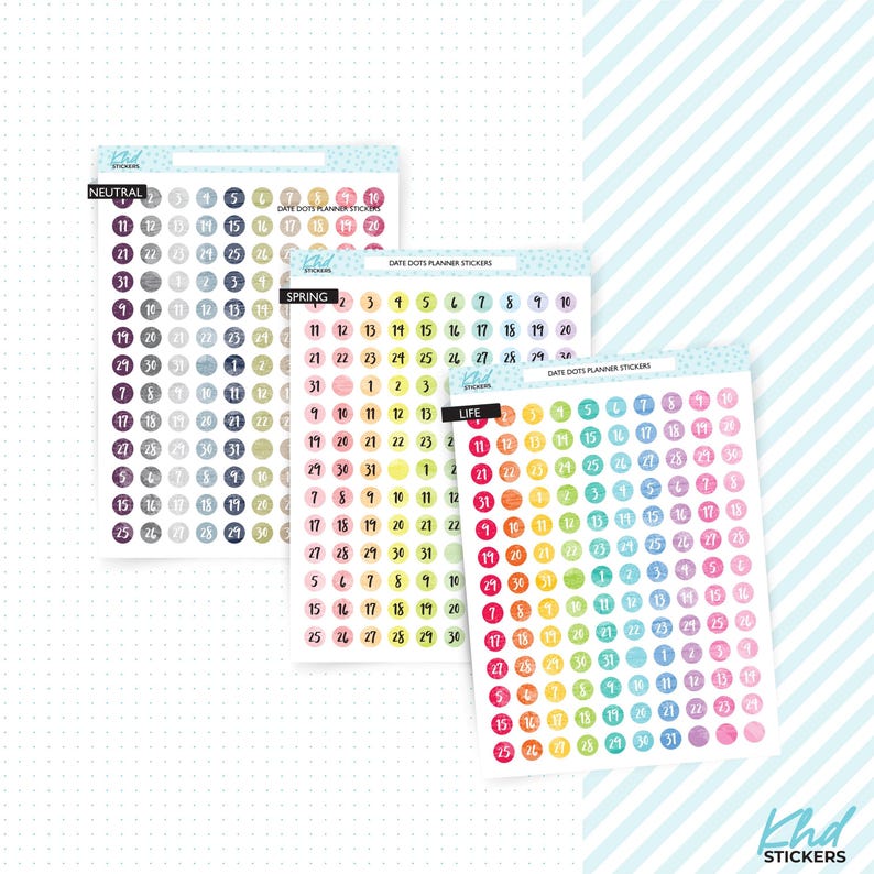 Watercolour Date Dot Stickers – Pastel Planner Dots , Planner Stickers ...