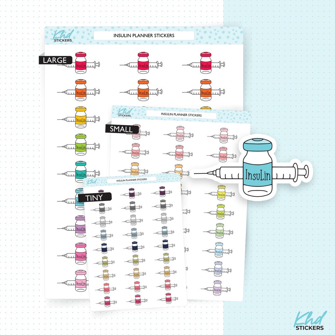 Insulin Planner Stickers, Three Sizes Including Tiny, Removable - Etsy
