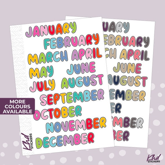 Months of the Year Stickers Planner Stickers Removable - Etsy