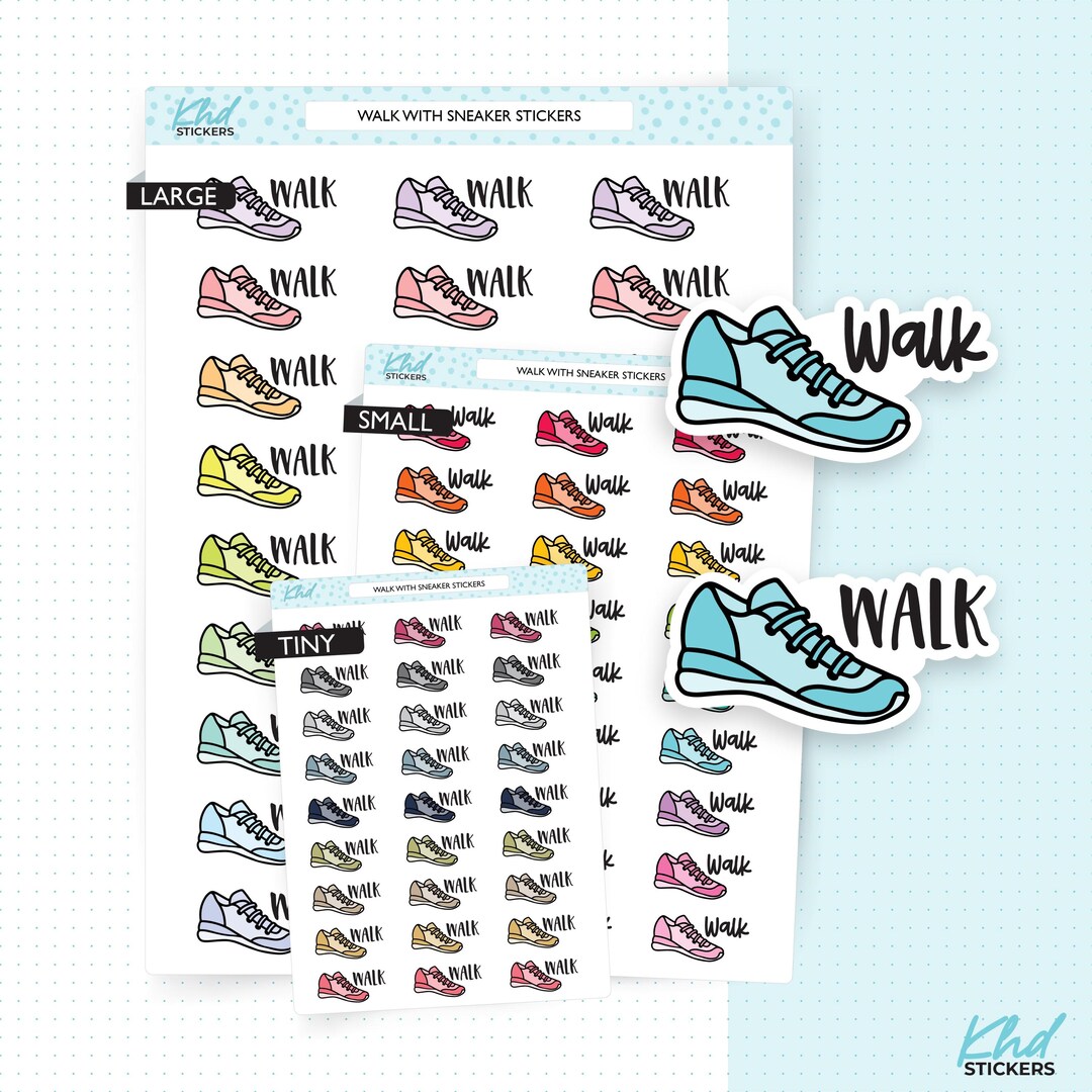 Walk With Sneaker Planner Stickers, Three Sizes Including Tiny ...