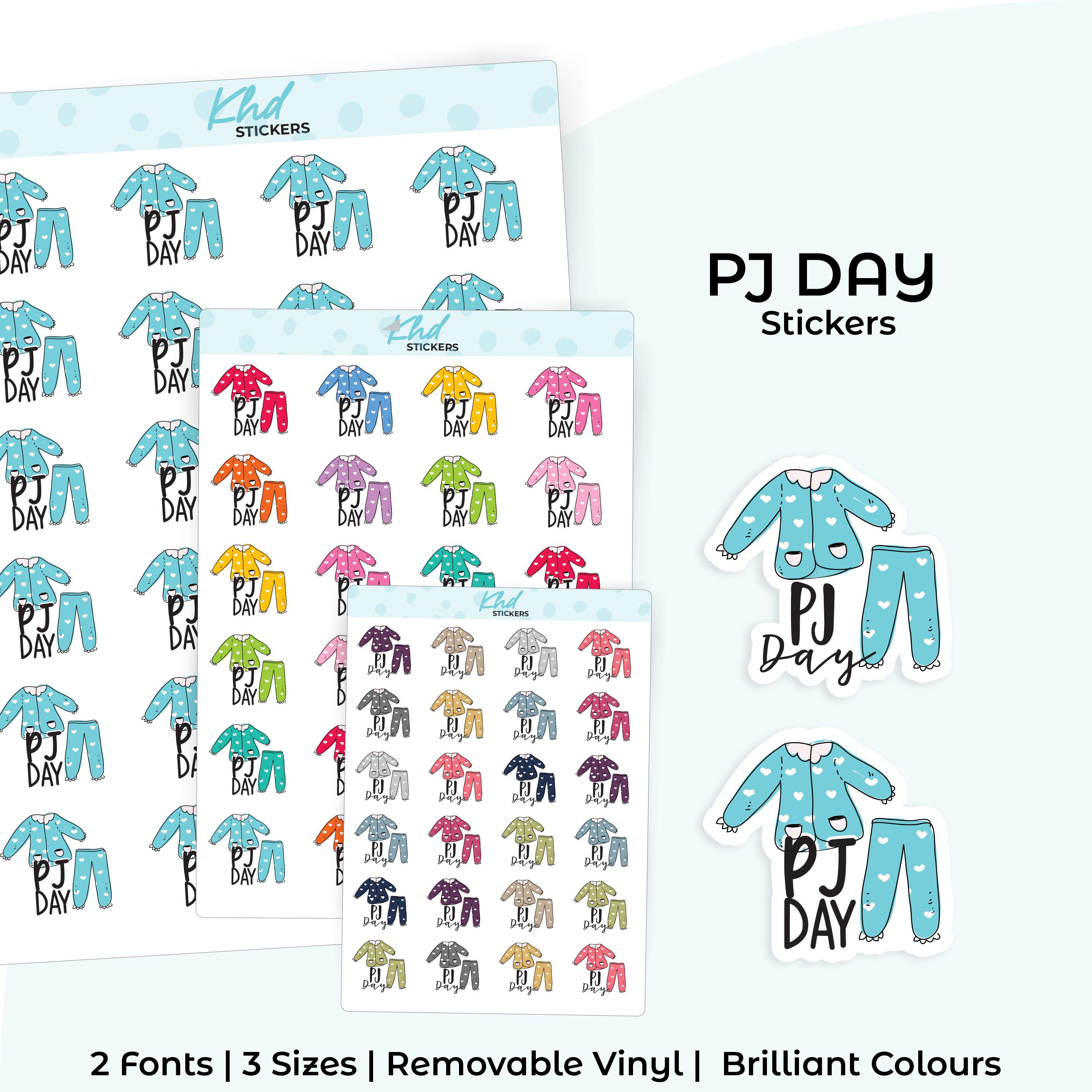 PJ Day Icons Planner Stickers, Three Sizes Including Tiny, Removable - Etsy