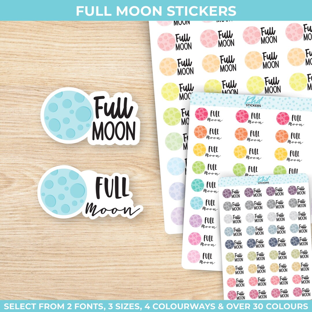 Full Moon Planner Stickers, Three Sizes Including Tiny, Removable - Etsy