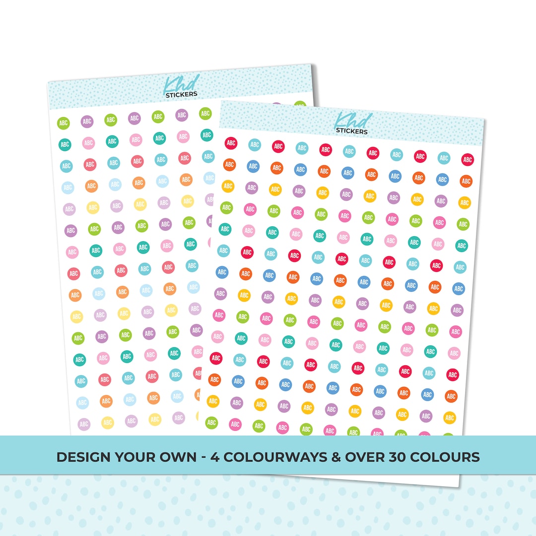 Design Your Own, Tiny Initial Stickers, Removable, Personalised Custom ...