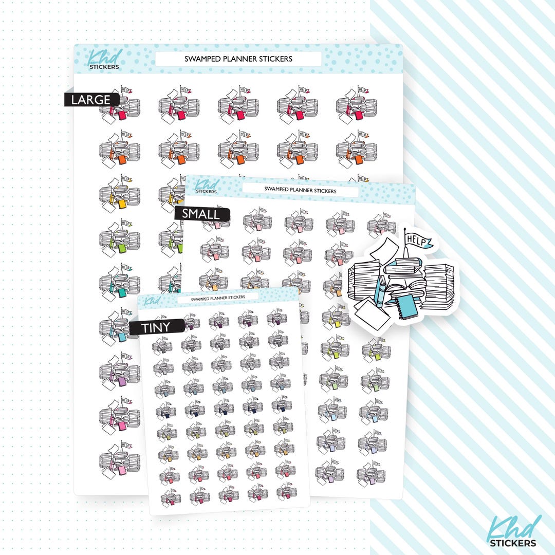 Swamped Planner Stickers, Three Sizes Including Tiny, Removable - Etsy