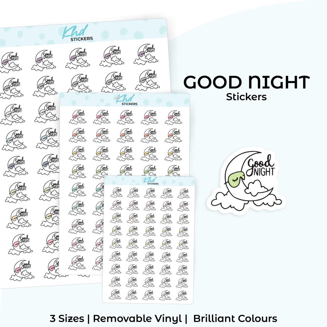 Good Night Planner Stickers, 3 Sizes, Removable - Etsy
