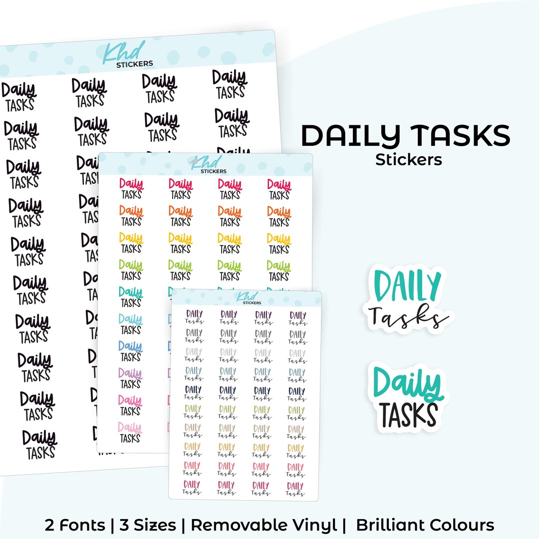 Daily Tasks Day Planner Stickers, 3 Sizes, Removable - Etsy
