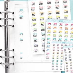 Time Sheet Planner Stickers, Three Sizes Including Tiny, Removable - Etsy