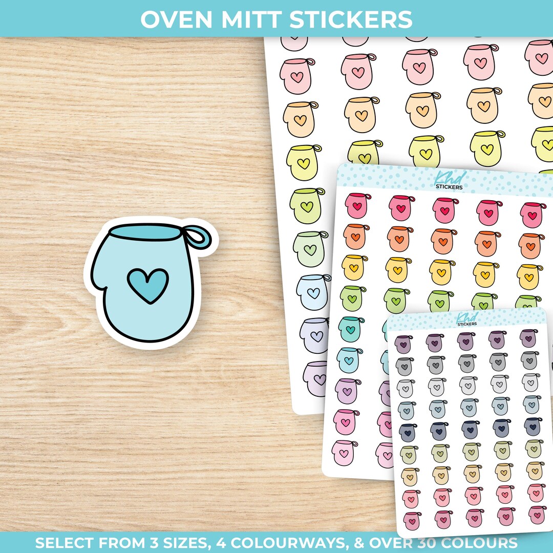 Oven Mitt Planner Stickers, Three Sizes Including Tiny, Removable - Etsy