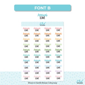 Annual Leave Script Stickers, Planner Stickers, 2 Sizes and Fonts ...