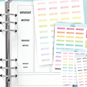 Important Planner Stickers, Select From 2 Fonts & 3 Sizes, Script ...