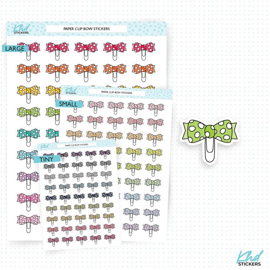 Bow Paper Clip Planner Stickers, Removable - Etsy