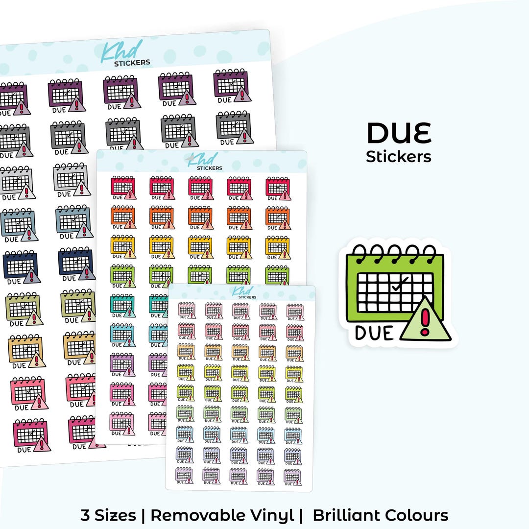 Due Planner Stickers, Three Sizes Including Tiny, Removable - Etsy