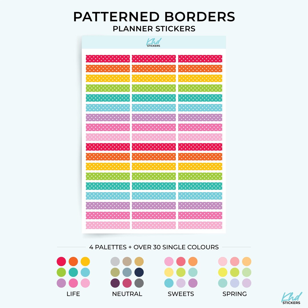 Divider Stickers - Polka Dot Borders and Dividers for 1.5" 38mm Planner ...