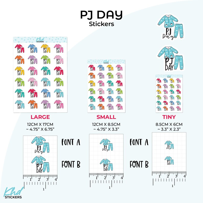 PJ Day Icons Planner Stickers, Three Sizes Including Tiny, Removable - Etsy