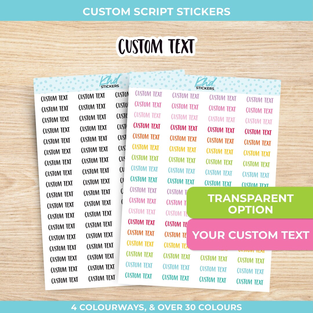 Design Your Own Word Stickers, Font A, Custom Script Planner Stickers ...