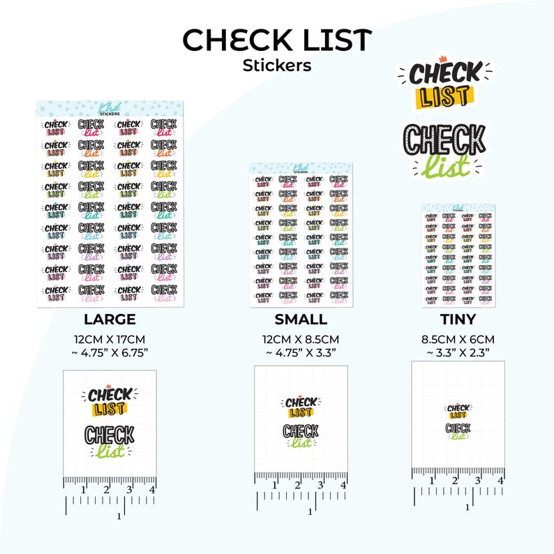 Check List Planner Stickers, Three Sizes Including Tiny, Removable ...