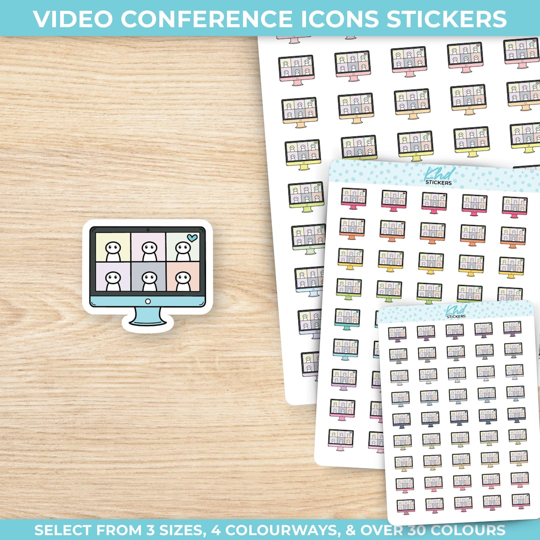Video Conference Icons Planner Stickers, Three Sizes Including Tiny ...