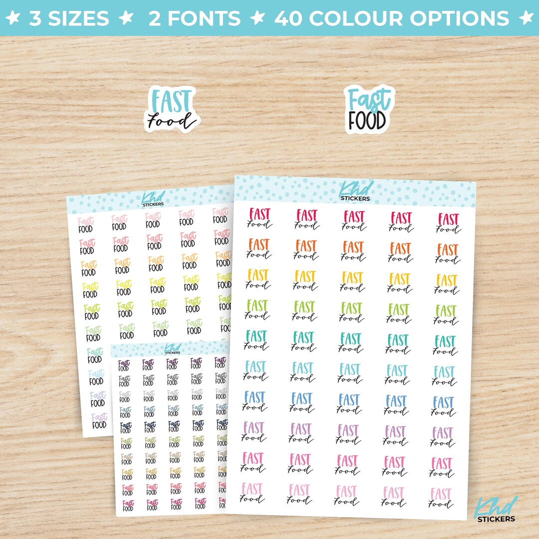Fast Food Planner Stickers, Three Sizes Including Tiny, Removable - Etsy