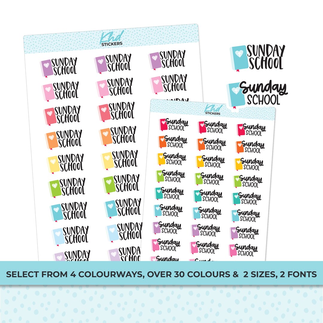 Sunday School Stickers Planner Stickers Two Sizes Removable - Etsy