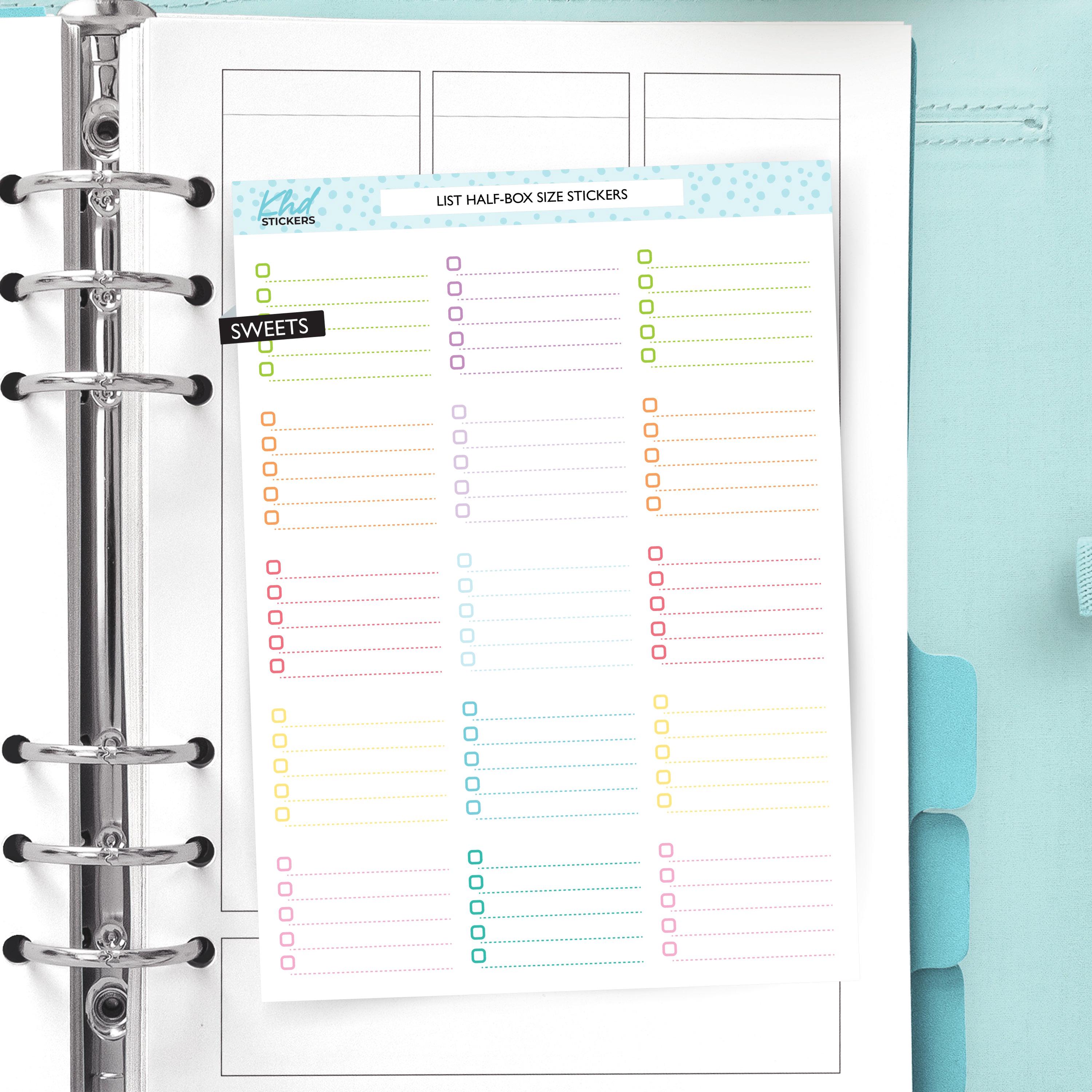 Checkbox List Half-box Size Stickers, Planner Stickers - Etsy
