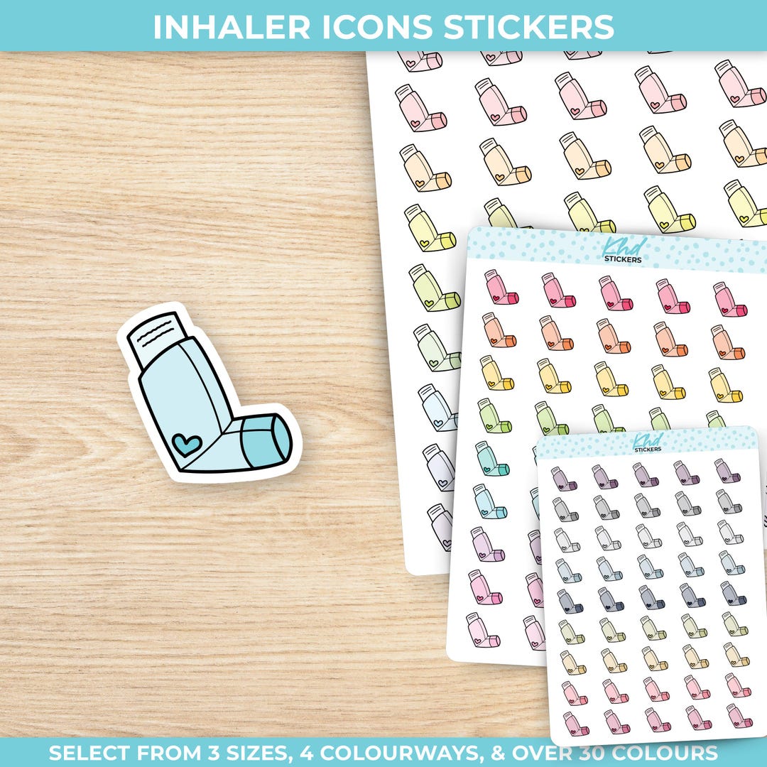 Inhaler Icons Planner Stickers, Three Sizes Including Tiny, Removable ...