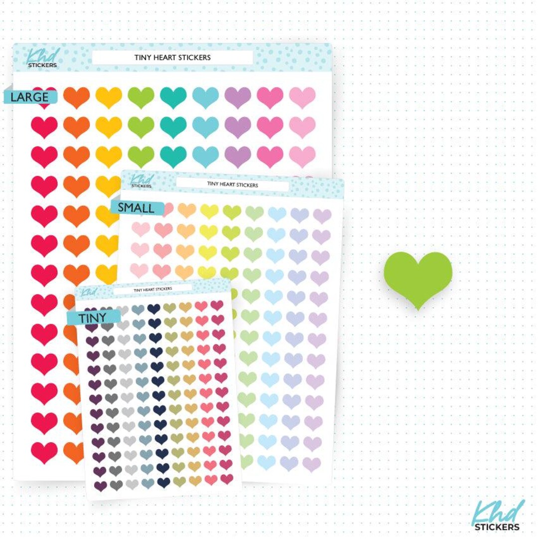 Heart Stickers, Tiny Hearts Stickers, Planner Stickers, Three Sizes ...