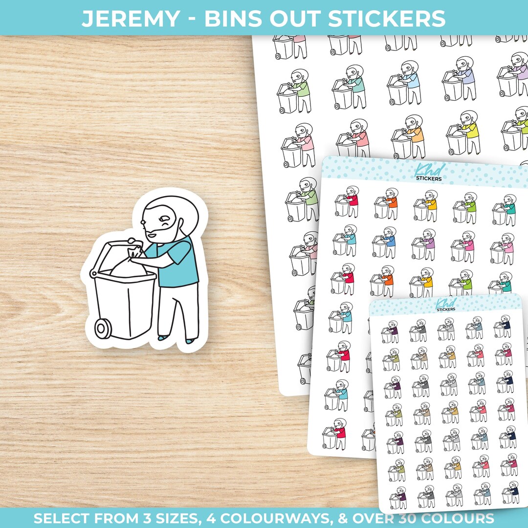 Planner Dude Jeremy - Bins Out Planner Stickers, Three Sizes Including ...