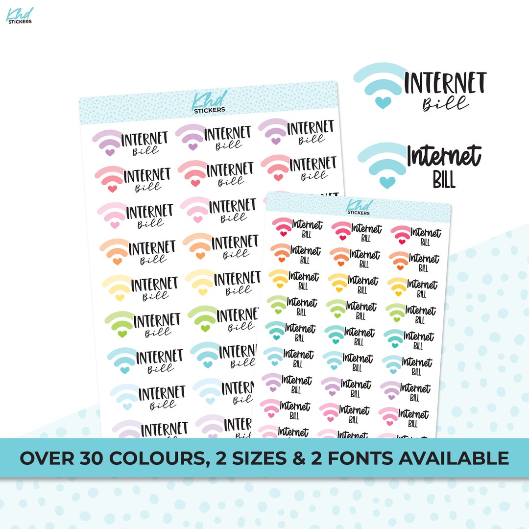Internet Bill Stickers, Planner Stickers, Removable - Etsy