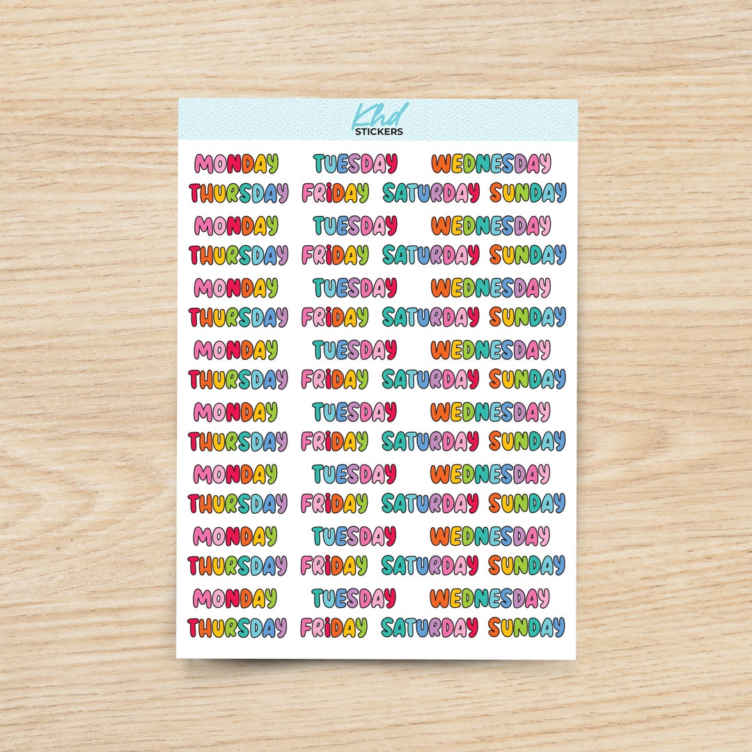 Days of the Week Stickers, Header Planner Stickers, Removable - Etsy
