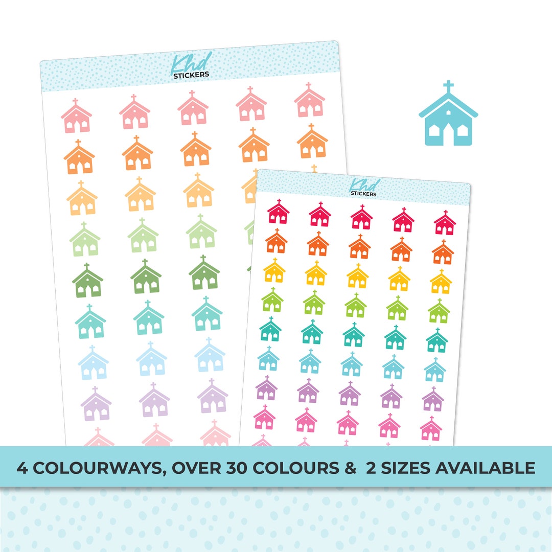 Church Icon Stickers, Planner Stickers, Two Sizes, Removable - Etsy
