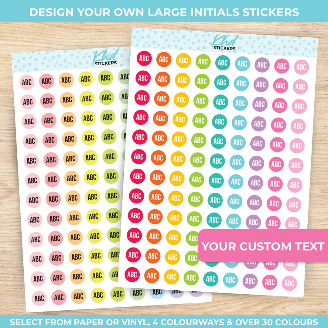 Design Your Own, Initial Stickers, Removable, Personalised Custom ...
