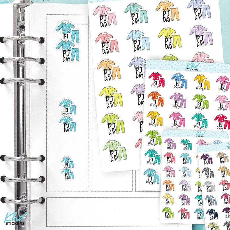 PJ Day Icons Planner Stickers, Three Sizes Including Tiny, Removable - Etsy
