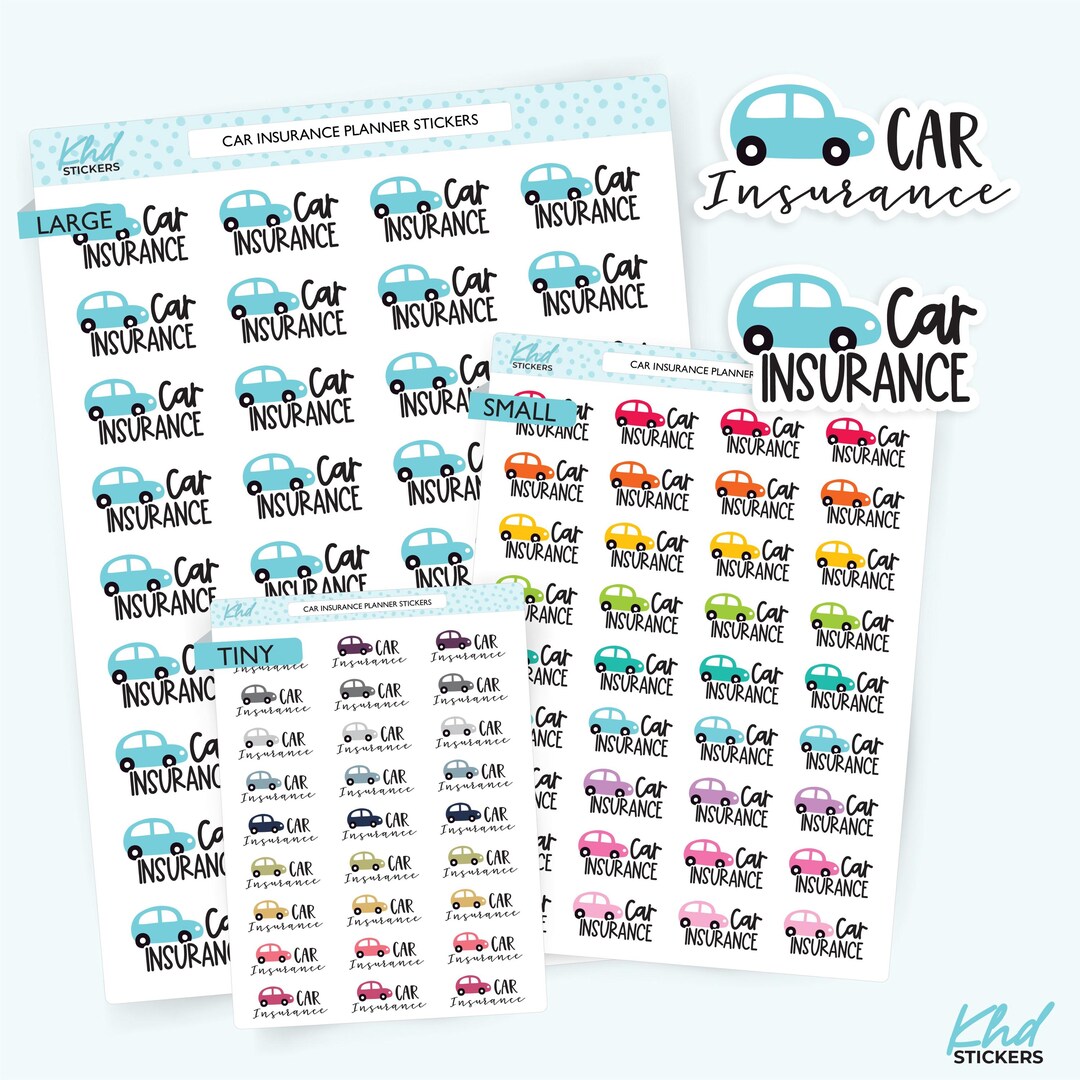 Car Insurance Planner Stickers, Three Sizes Including Tiny, Removable ...