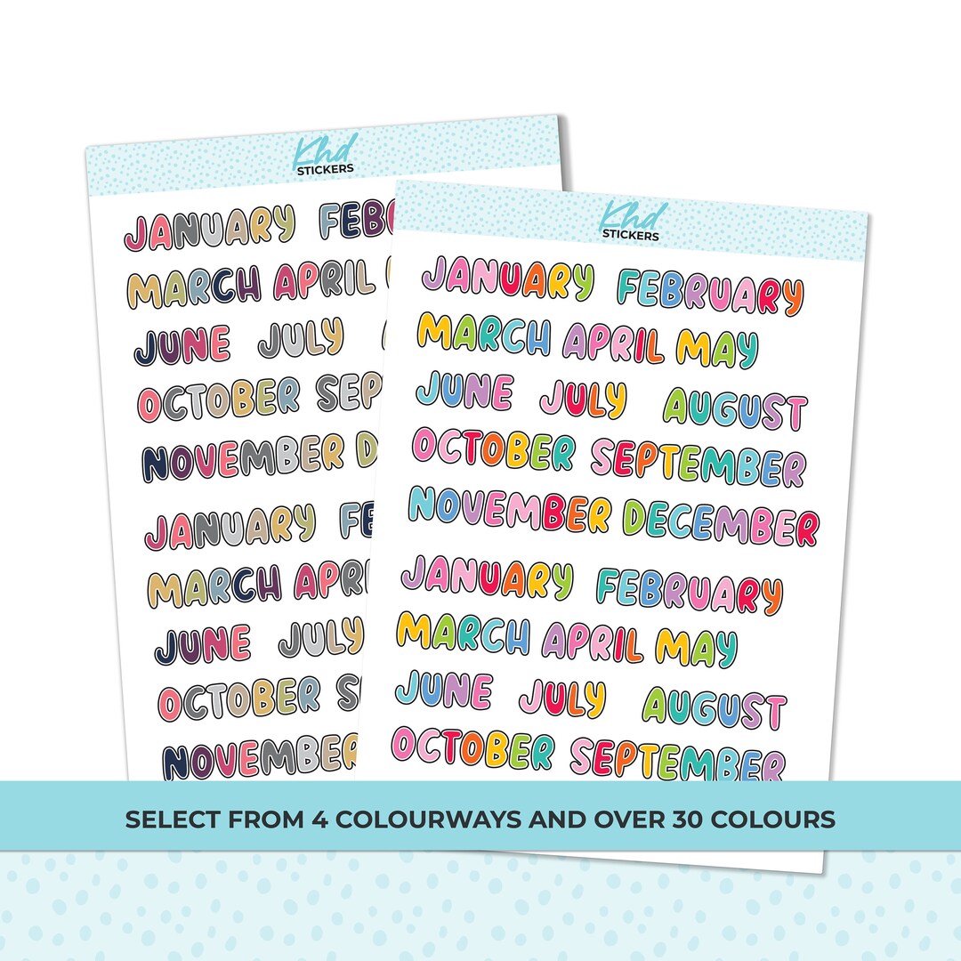 Months of the Year Stickers, Planner Stickers, Removable - Etsy