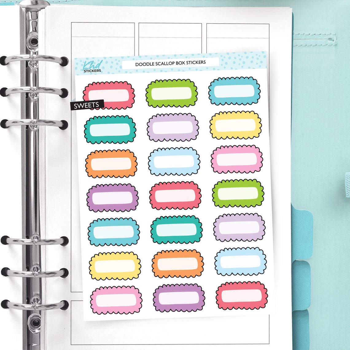 Doodle Scallop Boxes Functional Planner Stickers - Etsy